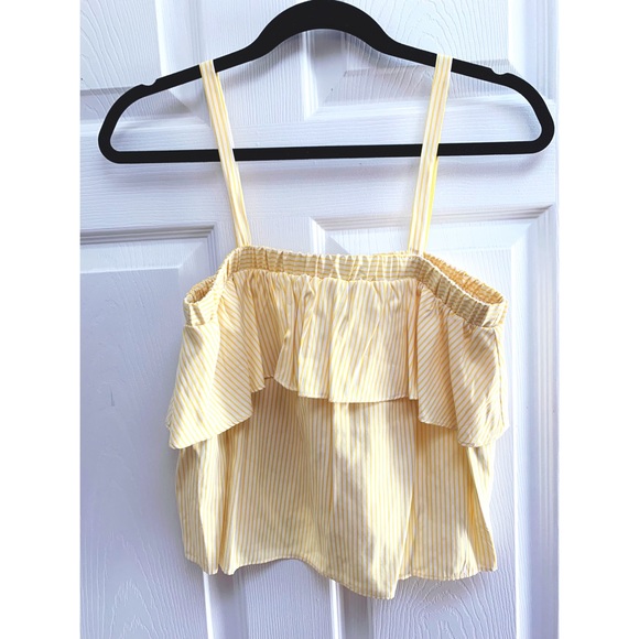 Forever 21 | Tops | Super Cute Yellow And White Striped Ruffled Top ...